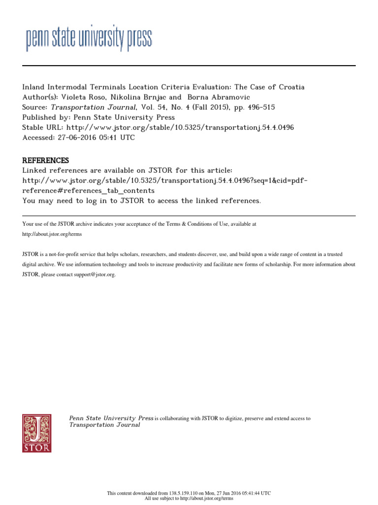 Inland Intermodal Terminals Location Criteria Evaluation | PDF ...