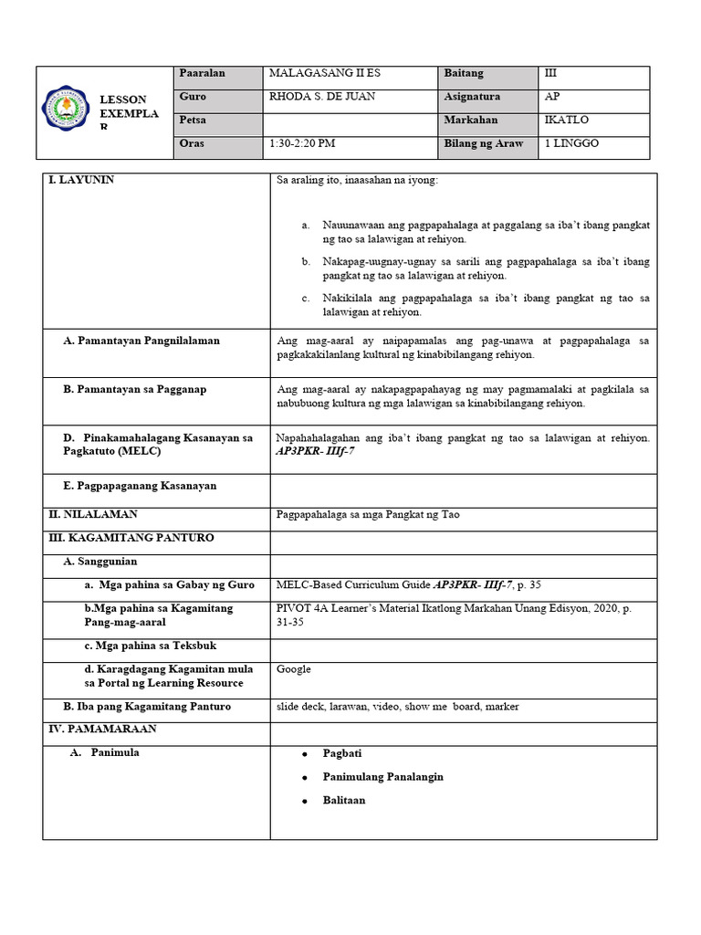 CO1 - Q3 - W7 - AP3 - Pagpapahalaga Sa Mga Pangkat NG Tao | PDF