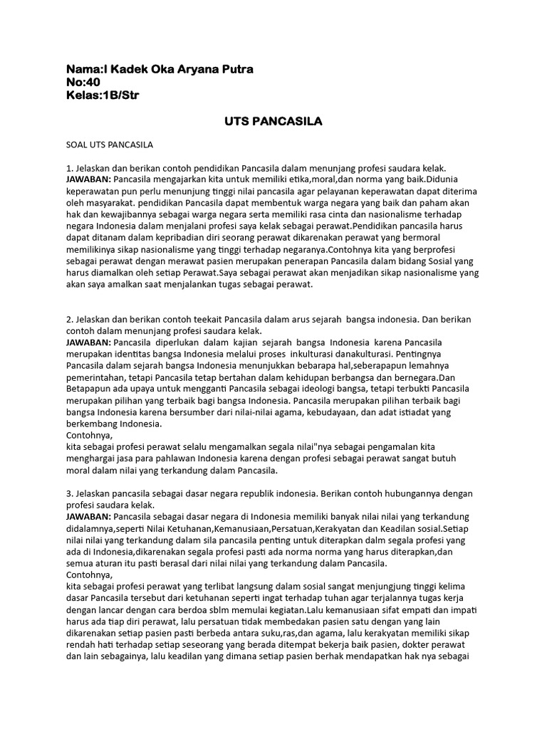 Uts Pancasila | PDF