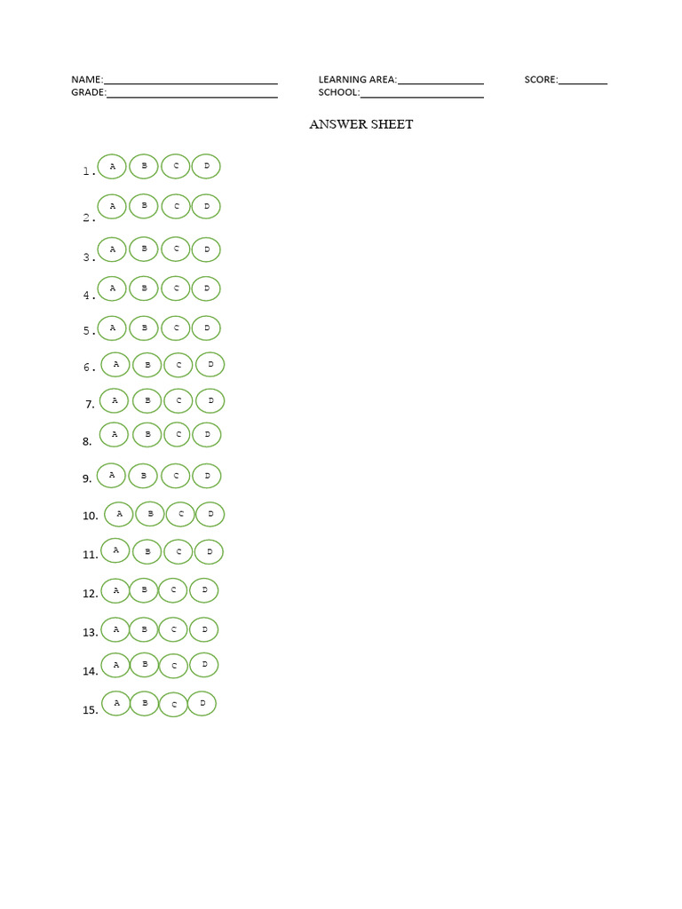 Answer Sheet Dat | PDF
