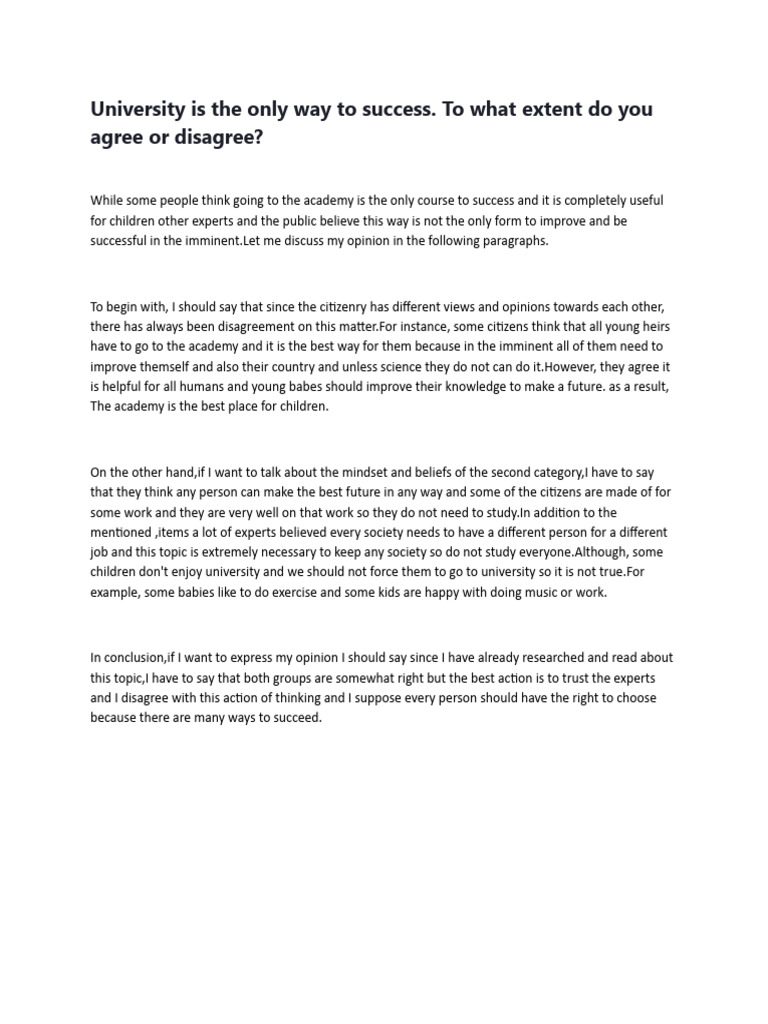 University: The Only Path to Success? | PDF | Social Science