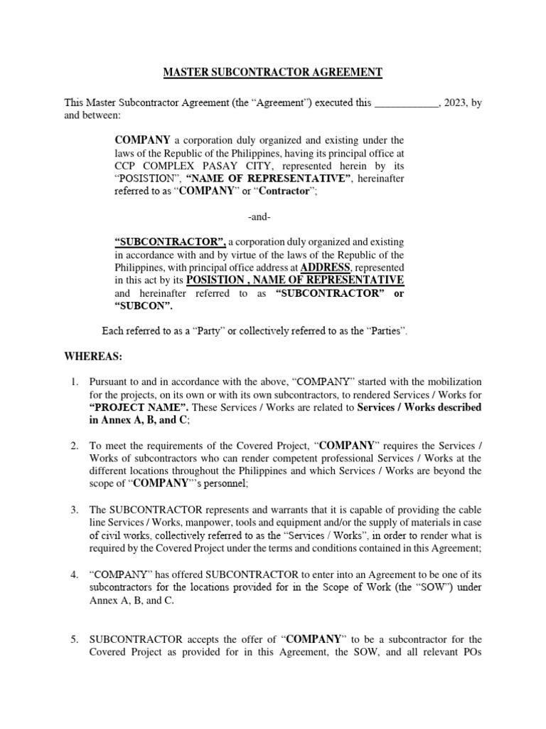 Subcontractor Agreement Guide | PDF | Indemnity | Legal Liability