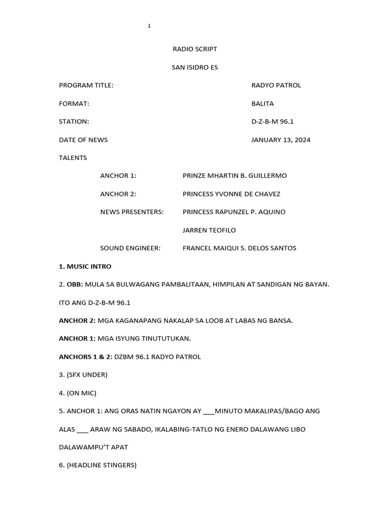 SCRIPT-tagalog 2024 | PDF