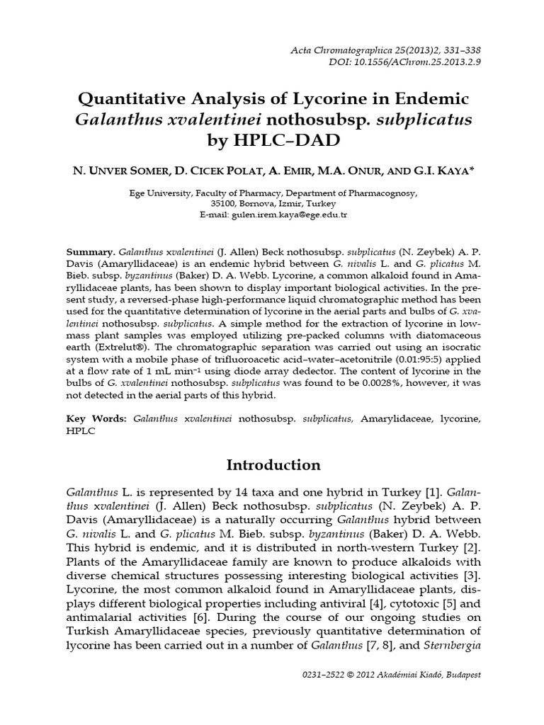 2013 G.xvalentinei HPLC - Acta Chrom | PDF | Detection Limit | High ...