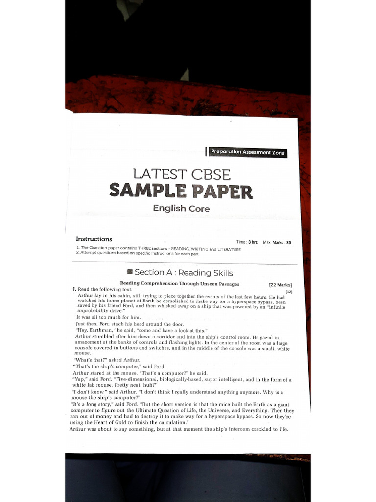 English Class 12 Sample Paper 1 | PDF
