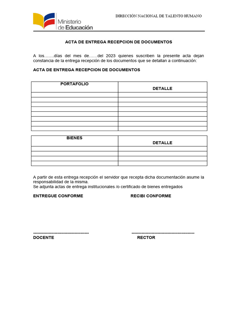 Acta de Entrega Recepción 2 | PDF