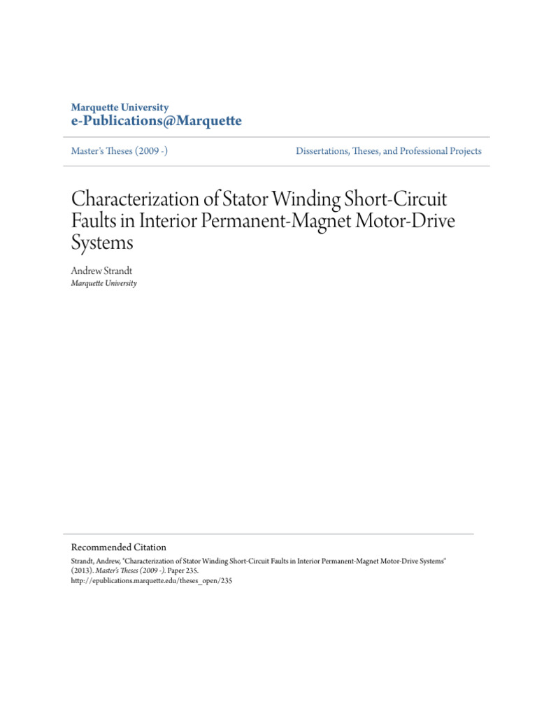 Characterization Of Stator Winding Short Circuit Faults In Interi Pdf Physical Quantities