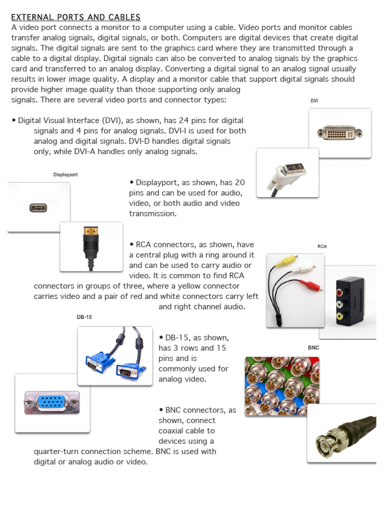 Computer Ports and Cables | PDF | Usb | Video