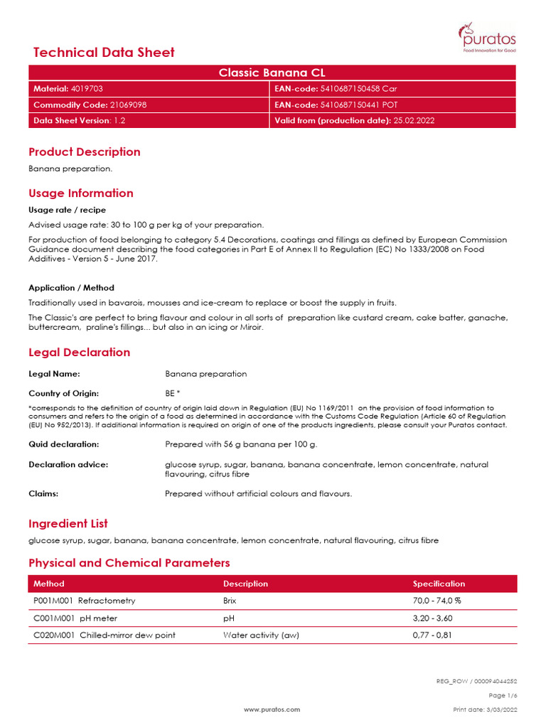 Datablad 274845 | PDF | Food And Drink | Foods
