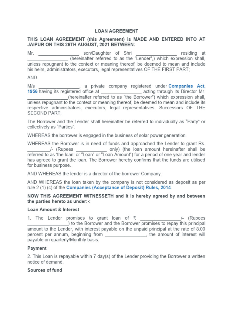 Director Loan Agreement | PDF | Loans | Debt