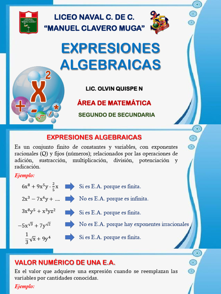 Expresiones Algebraicas para Secundaria | PDF | Objetos matemáticos ...