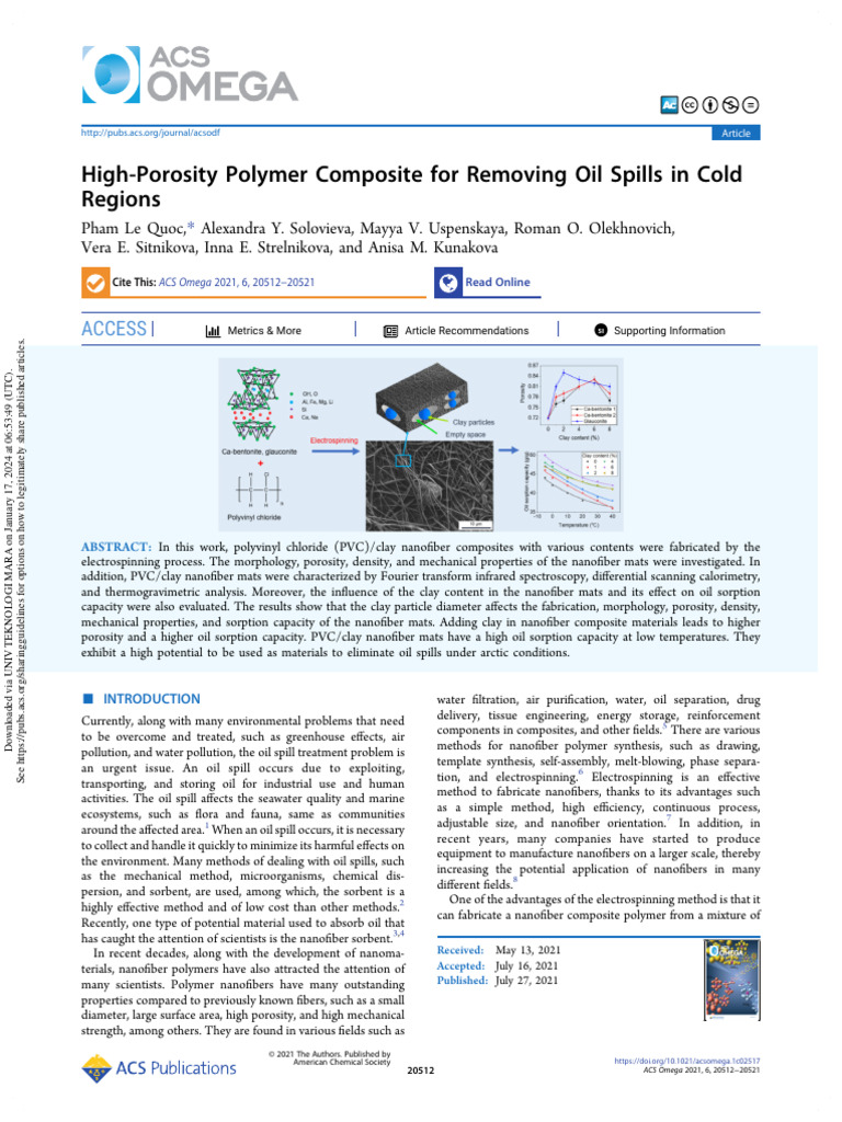 Le Quoc Et Al 2021 High Porosity Polymer Composite For Removing Oil ...