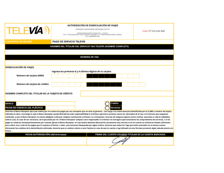 Domiciliacion Tag Tele Via | PDF | Tarjeta de crédito | Bancos