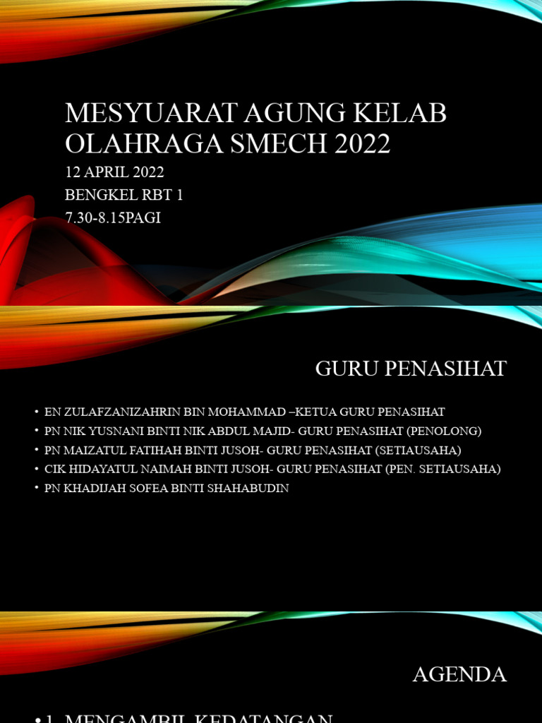 Mesyuarat Agung Kelab Olahraga Smech 2022 | PDF