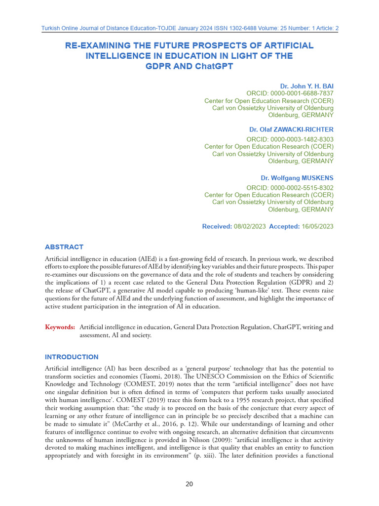 RE-EXAMINING THE FUTURE PROSPECTS OF ARTIFICIAL INTELLIGENCE IN ...