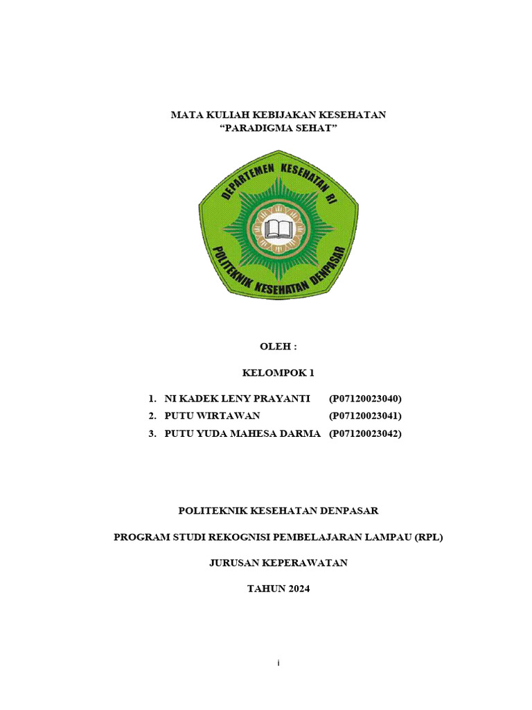 Kelompok 1 Paradigma Sehat | PDF | Karier & Perkembangan
