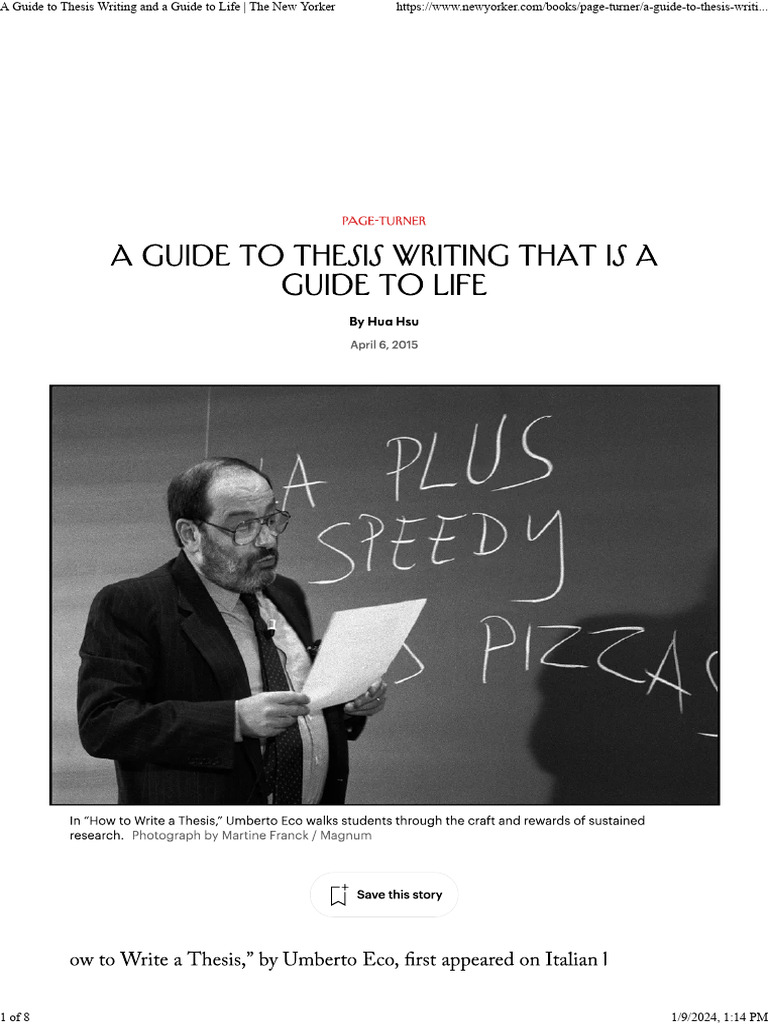 A Guide To Thesis Writing and A Guide To Life - The New Yorker | PDF