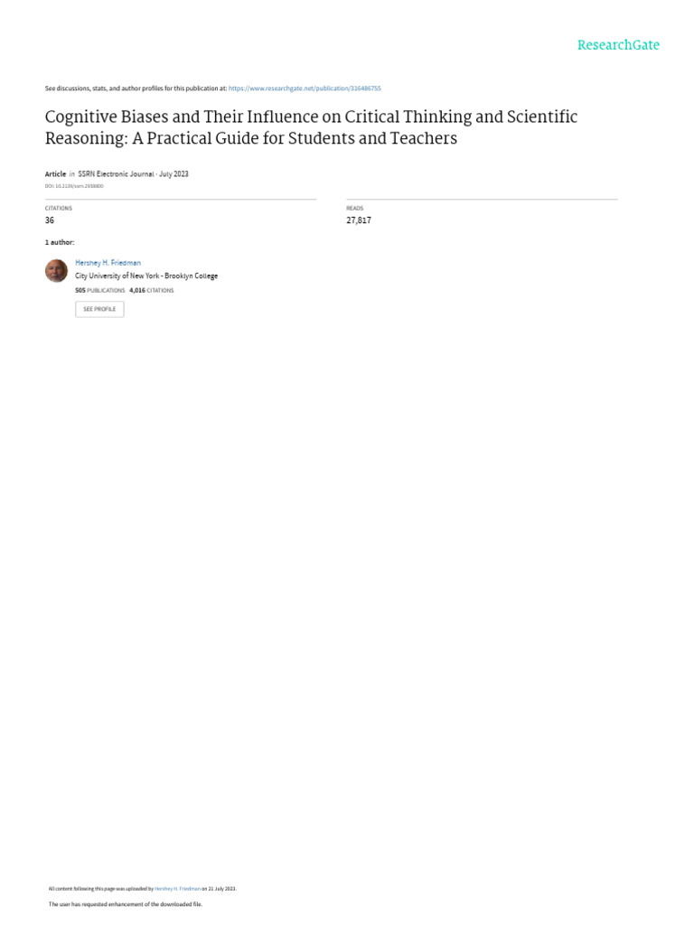 CriticalThinkingCognitiveBiases RevisedJuly212023 | PDF ...