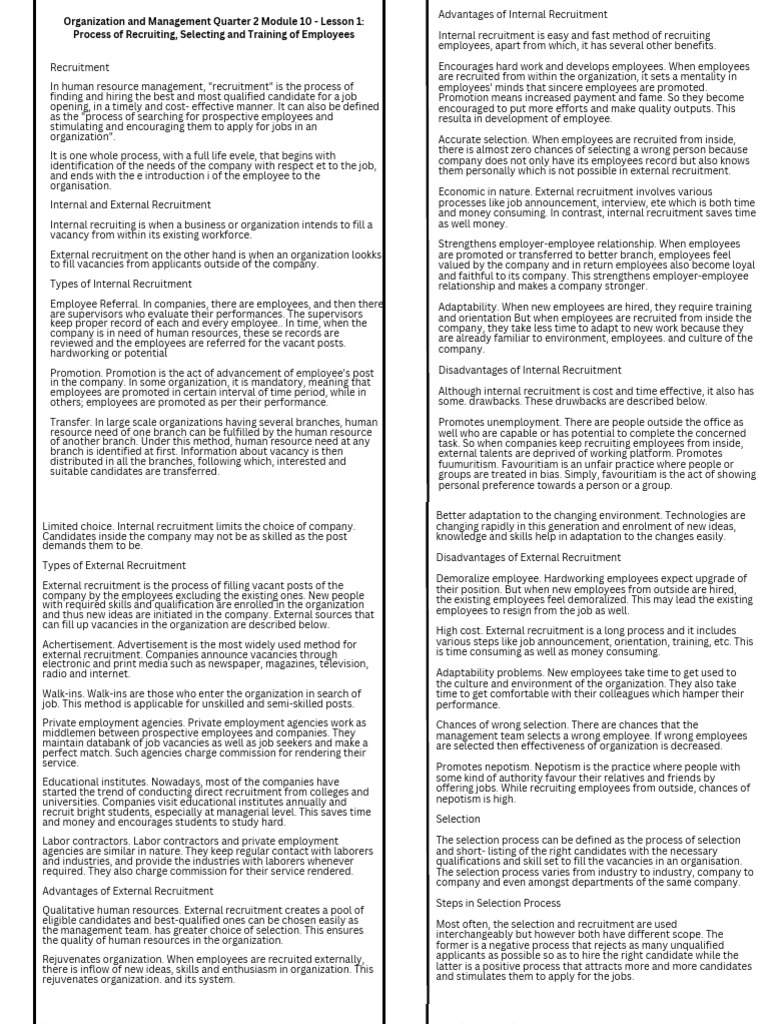 Organization and Management Quarter 2 Module 10 - Lesson 1 Process of ...
