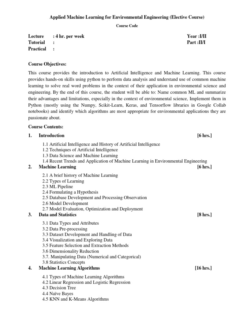 ML Draft Syllabus | PDF | Machine Learning | Artificial Intelligence
