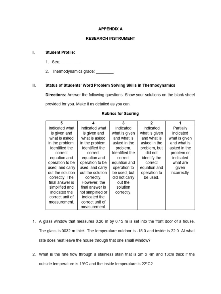 APPENDIX A Questionnaire For Conduct A Study | PDF | Gases | Temperature