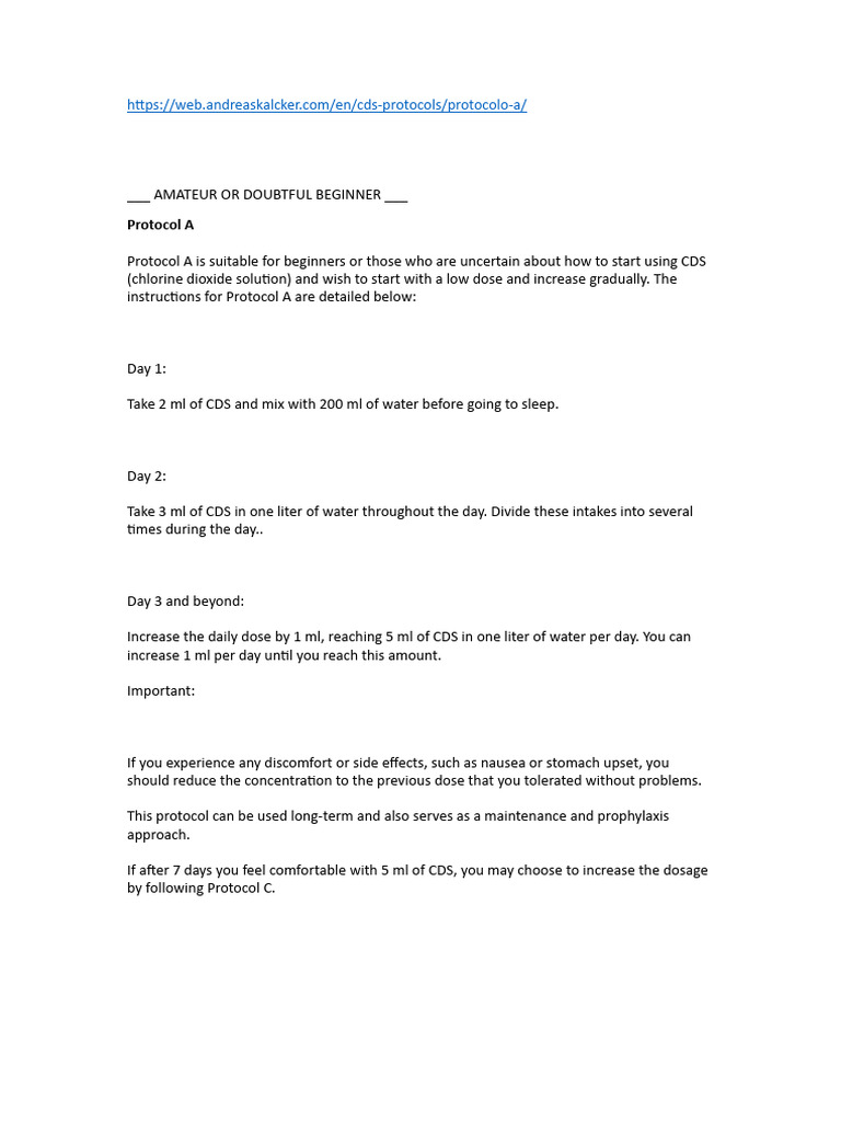 CDS Andreas Kalcker | PDF | Chemistry | Dose (Biochemistry)