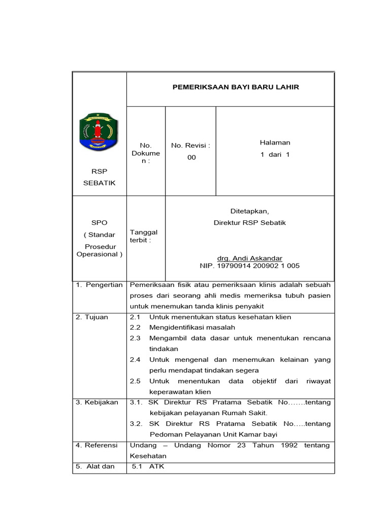 Sop Pemeriksaan BBL | PDF