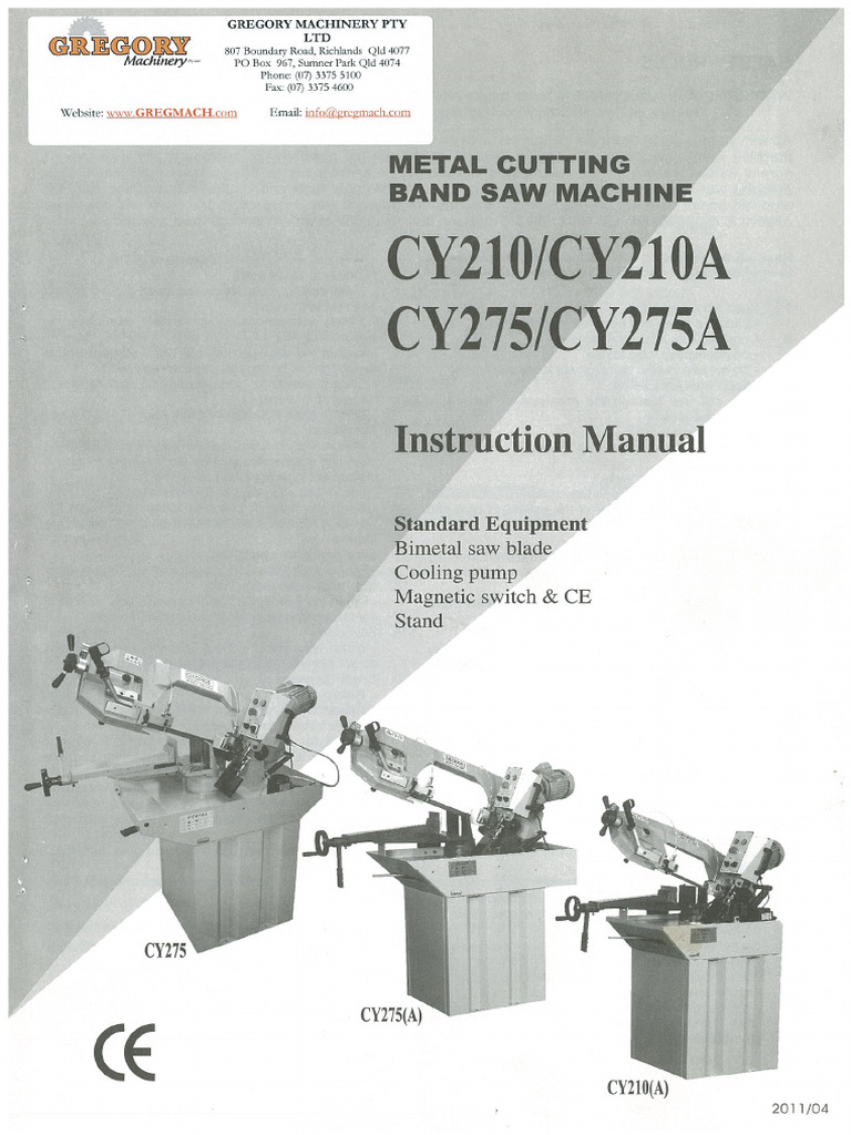 Metal Cutting Bandsaw Machine T P HVBS 210 1 CY210 CY210A and CY275 ...