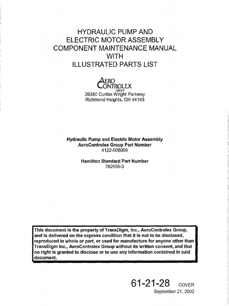 4122-006009, 782655-3, ATA 61-21-28 | PDF | Pump | Electric Motor