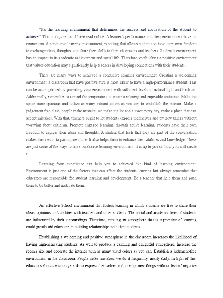 Conducive Environment | PDF