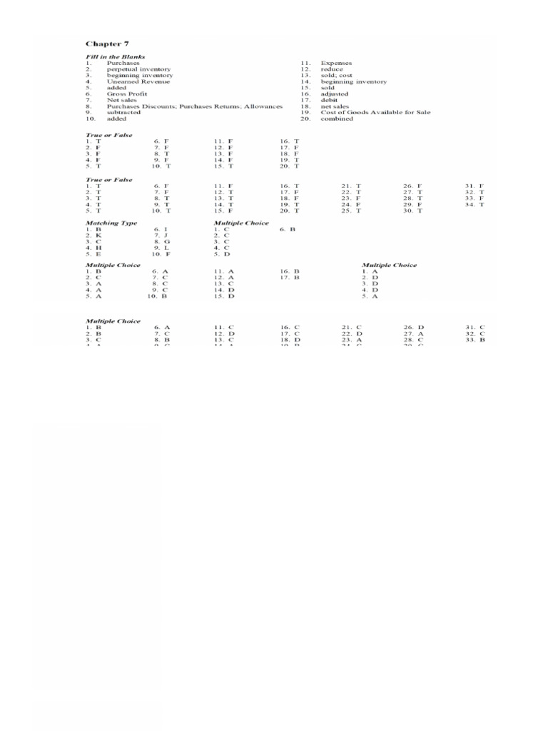 Chapter 7 Answer Key | PDF