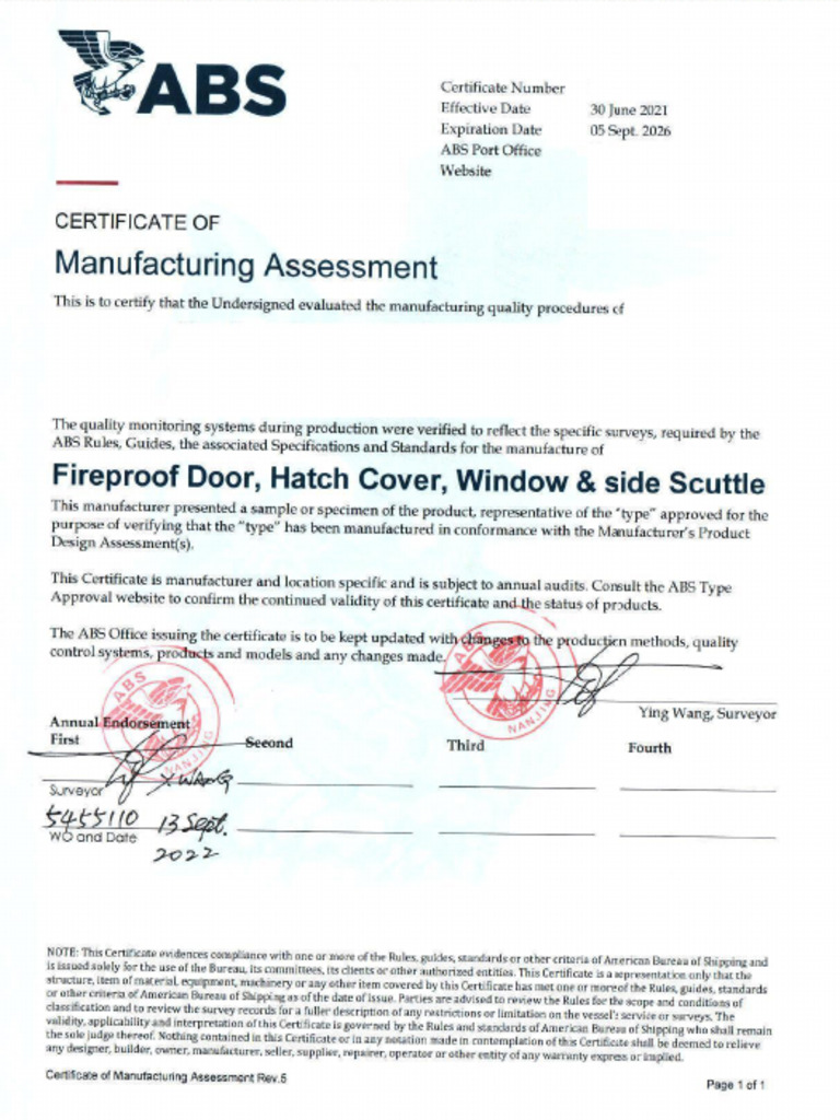 ABS Type Approval Sample | PDF