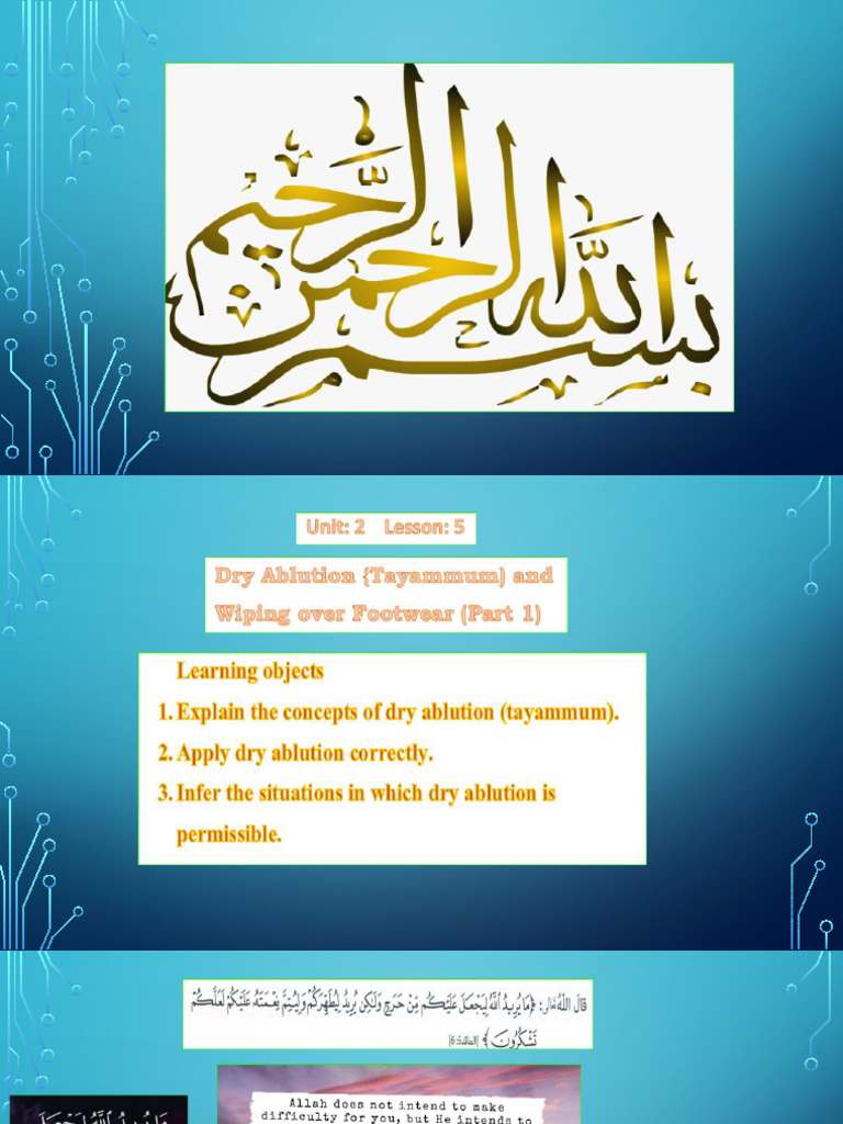 Dry Ablution Part 1 PPT - PPTM 2 | PDF