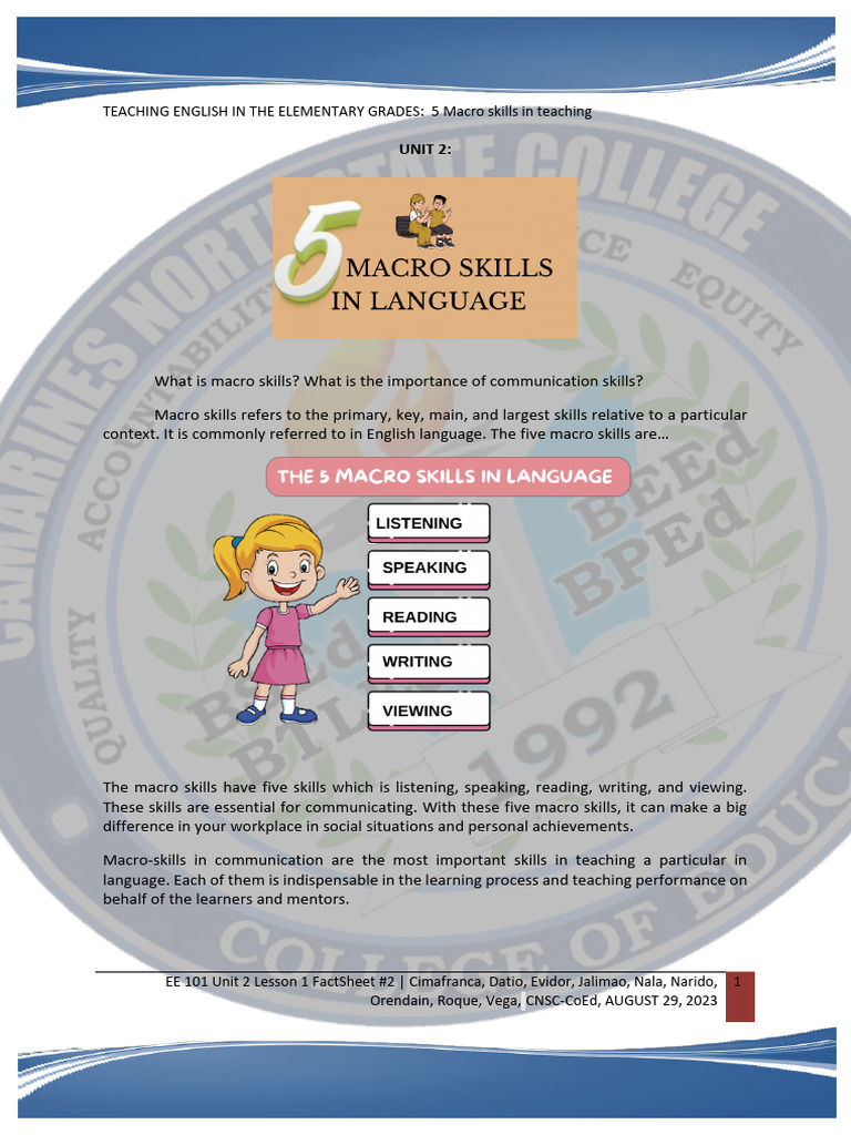 UNIT 2 Macro Skills | PDF | Reading Comprehension | Vocabulary