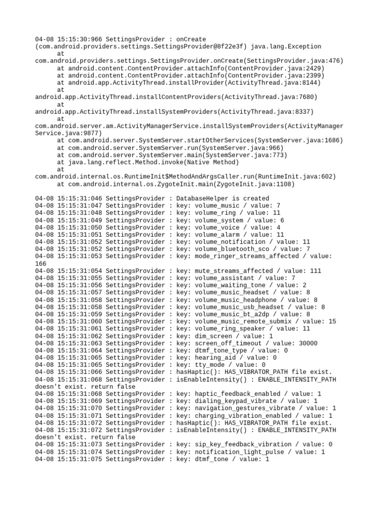 Android Settings Log Analysis | PDF | Java (Programming Language ...