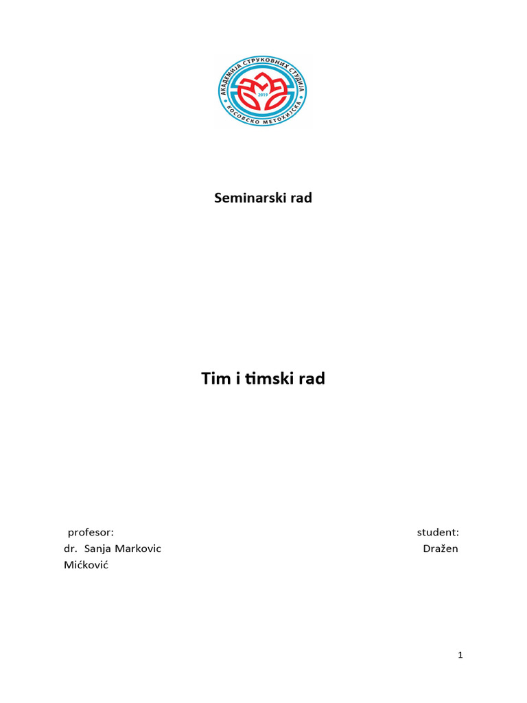 Tim I Timski Rad | PDF