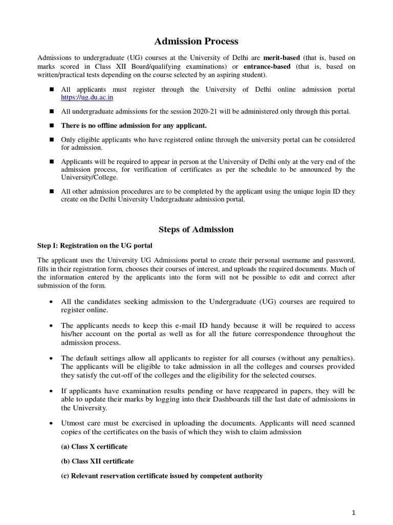 Steps of Admission | PDF | University And College Admission | Identity ...