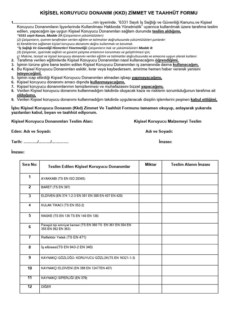 KKD Zi̇mmet Formu | PDF