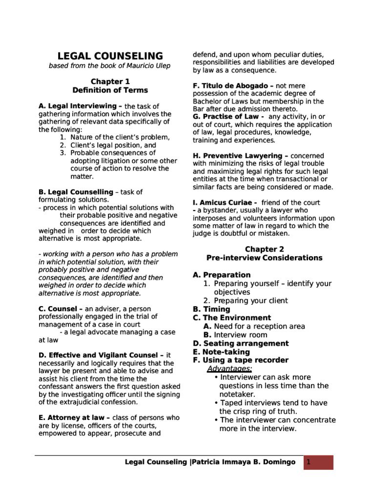 Legal-Counseling Compress | PDF | Ethical Principles | Common Law