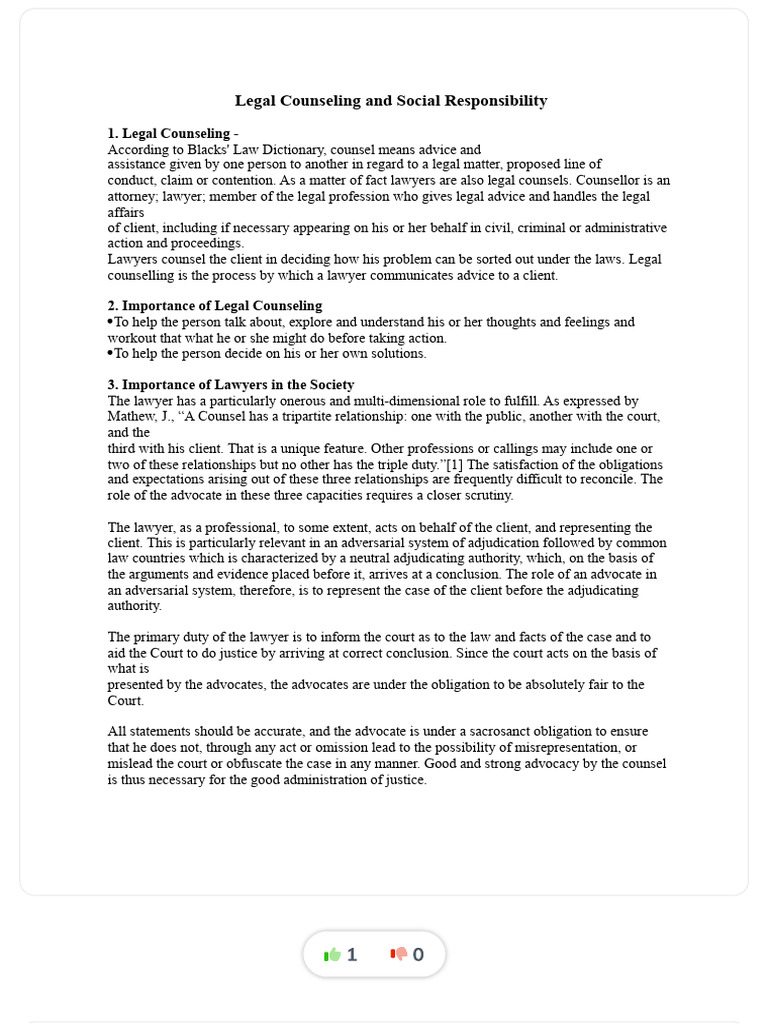 Legal Counseling and Social Responsibility - Compress | PDF | Lawyer ...