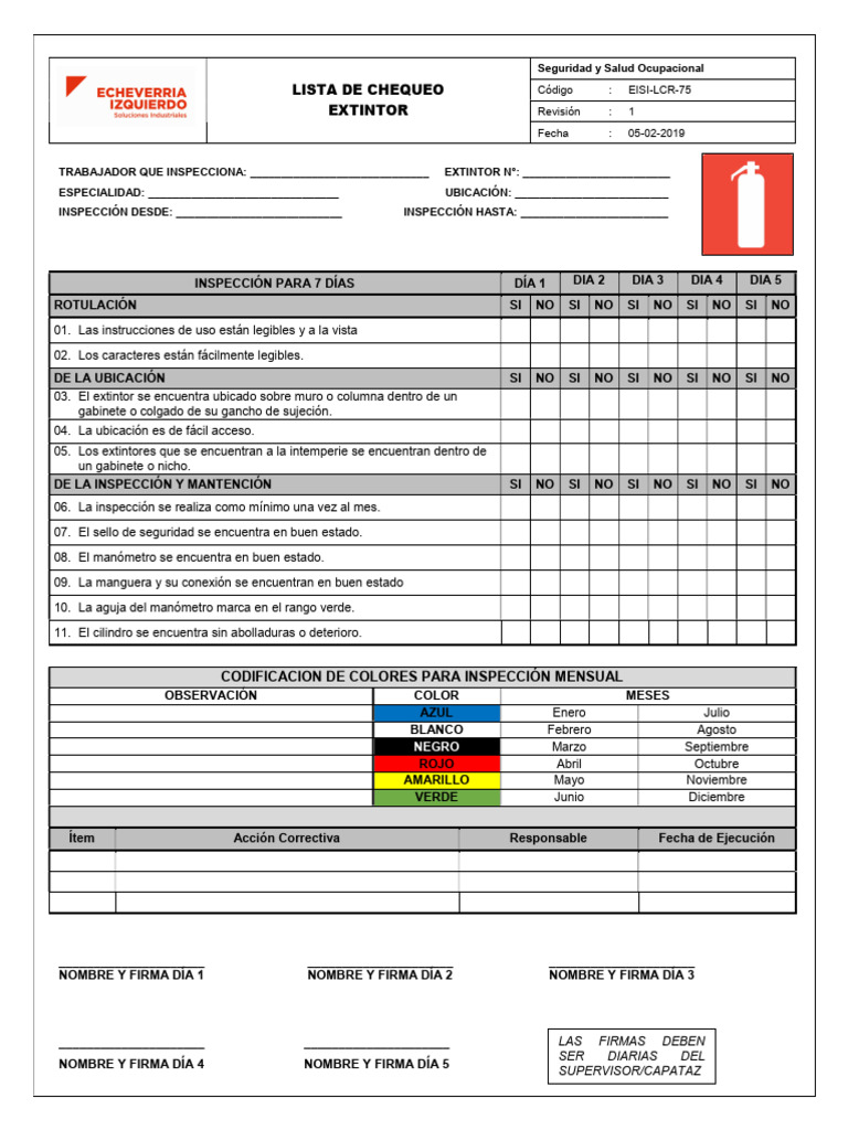 Check List Extintor Rev. 1 | PDF