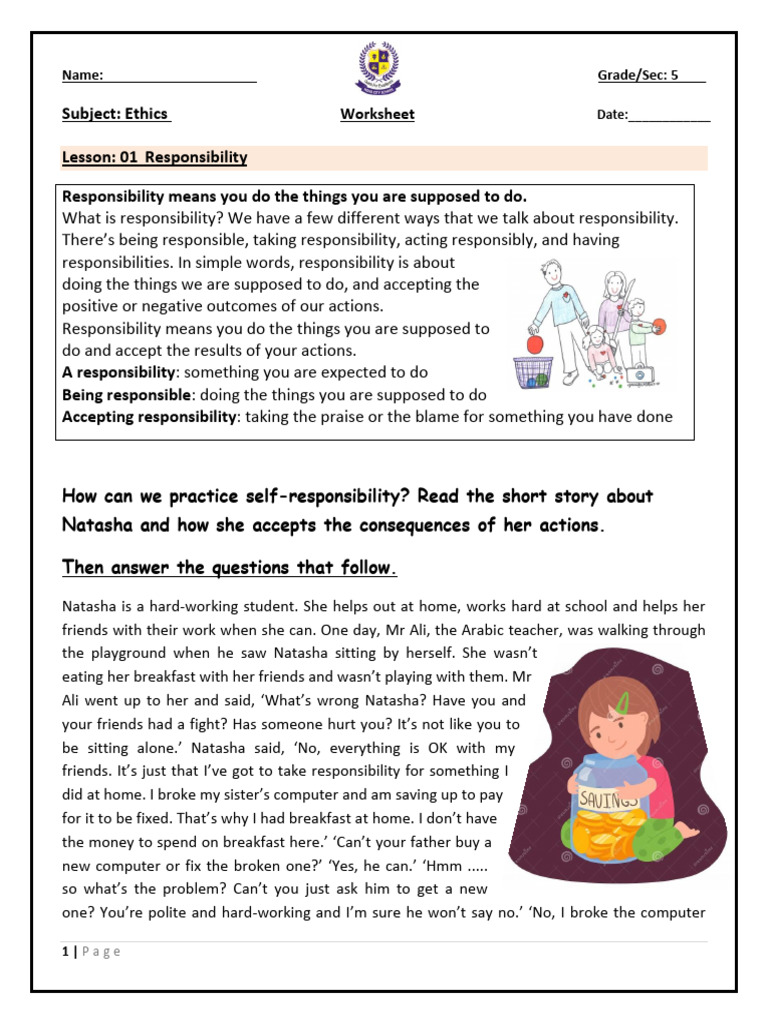 Ethics Worksheet Level 5 Part 01 | PDF