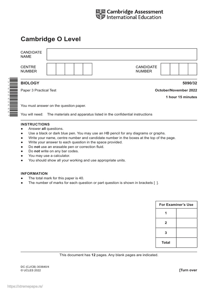 Cambridge O Level Biology Practical Test | PDF | Germination | Seed
