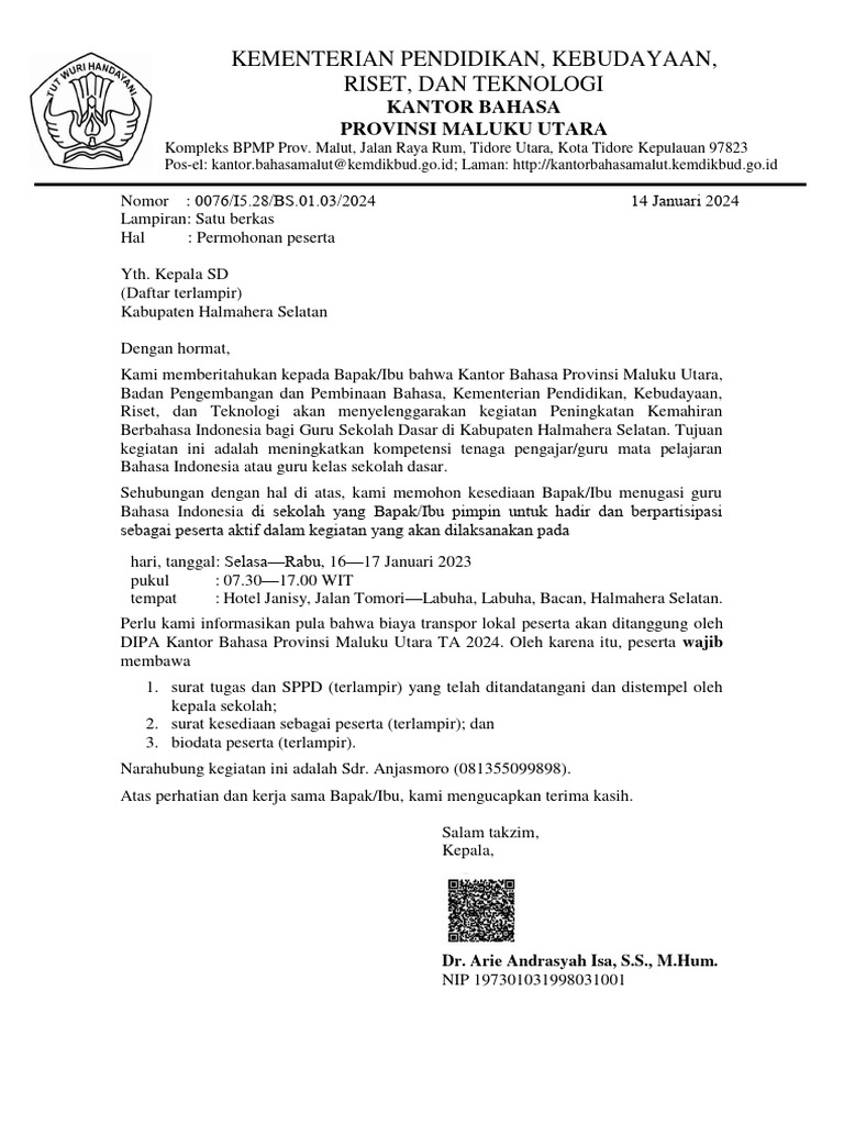 Surat Permohonan Peserta | PDF | Kesehatan Holistik