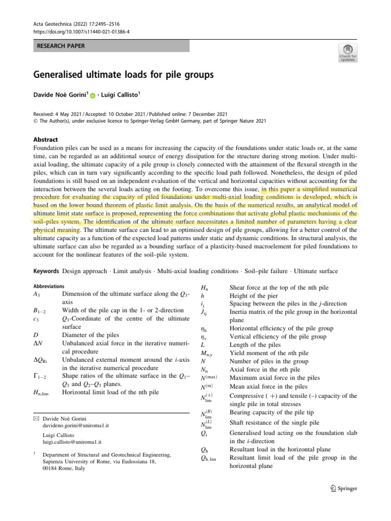 Generalised Ultimate Loads For Pile Groups | PDF | Deep Foundation | Geotechnical Engineering