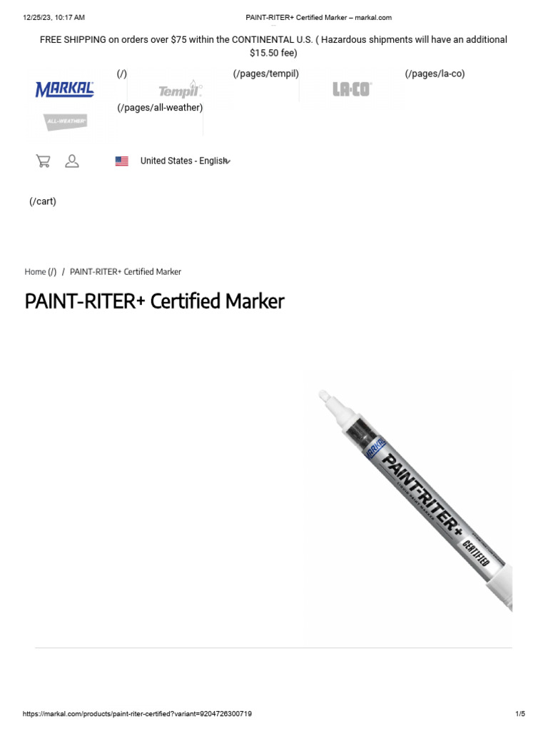 PAINT-RITER+ Certified Marker - Markal - Com.. | PDF | Stainless Steel ...