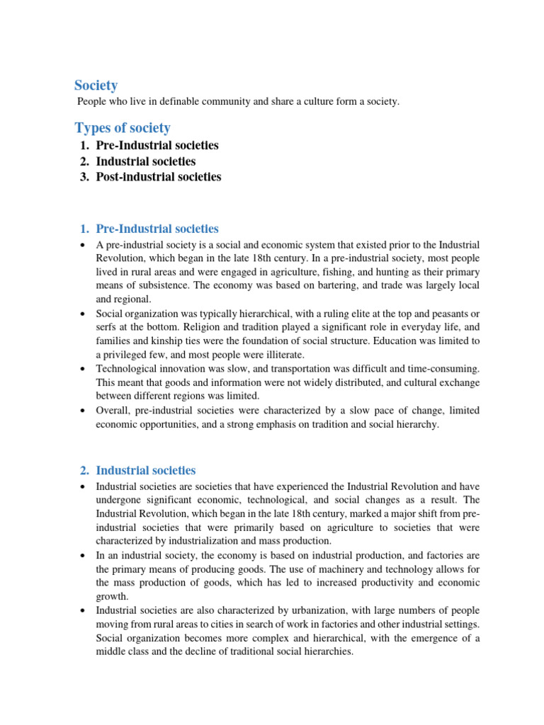 Society and its Types | PDF | Hunter Gatherer | Society