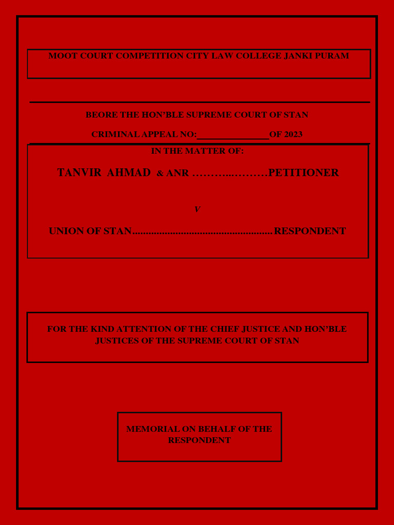 MOOT COURT Sample FILE2 PDF | PDF | Supreme Court Of India | Appeal