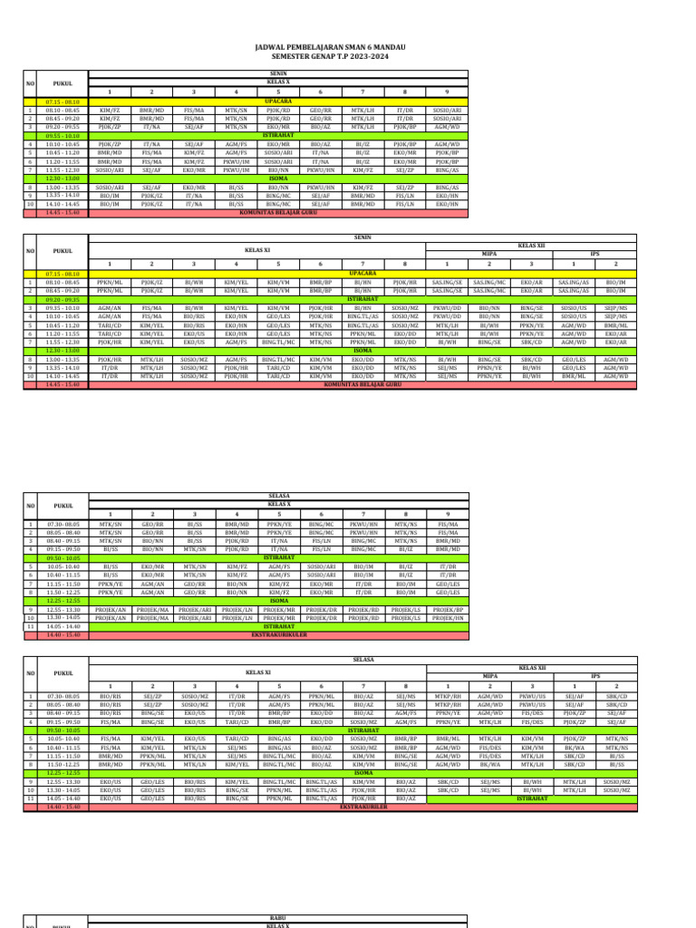 Roster Genap 2023-2024 | PDF