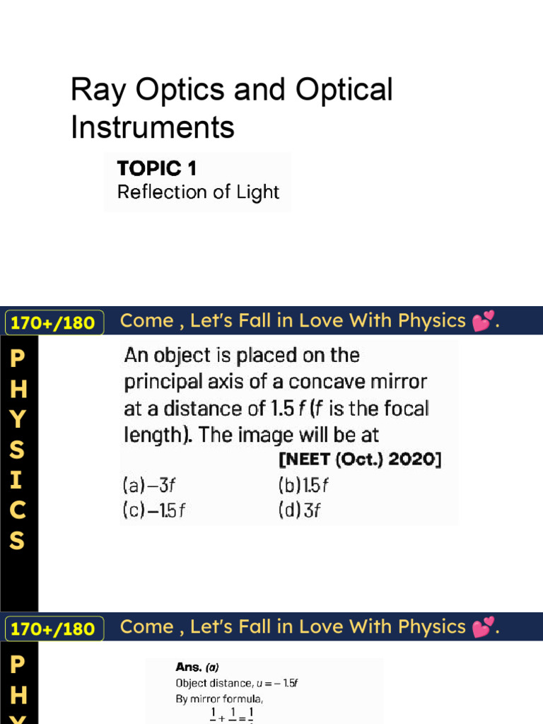 Neet Pyqs Optics | PDF | Physics | Physical Sciences